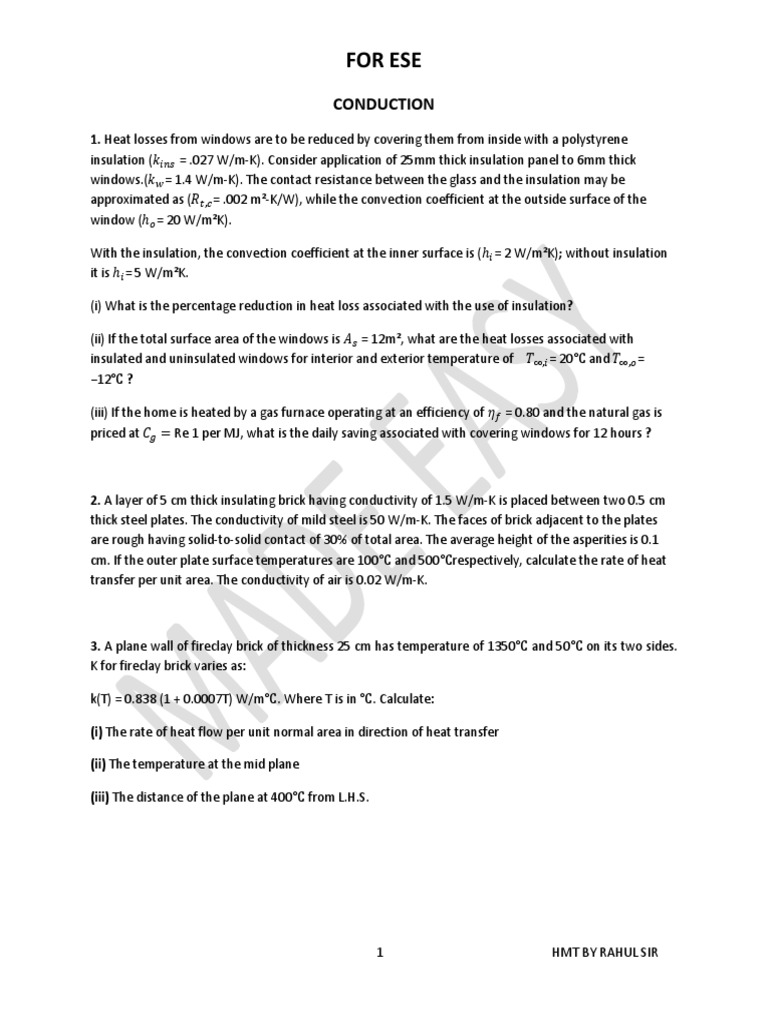 HT Notes For ESE | PDF | Heat Transfer | Thermal Insulation
