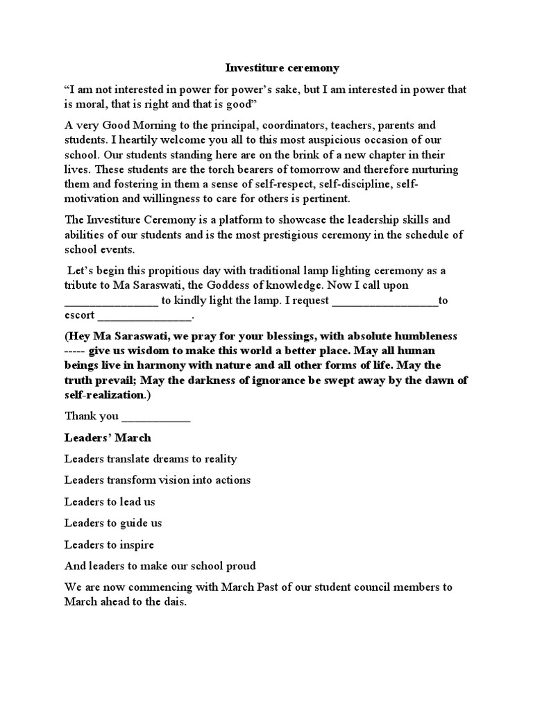 Investing in Tomorrow's Leaders: An Investiture Ceremony Empowering ...