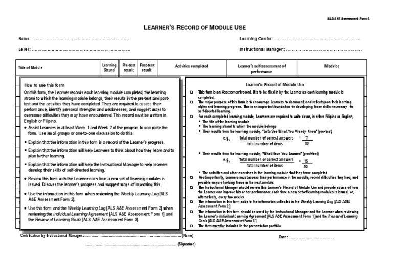 Ass4 Record of Module Use IM Revised | PDF | Learning | Neuroscience