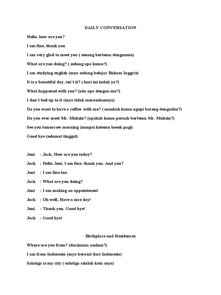 Daily English Conversation | PDF