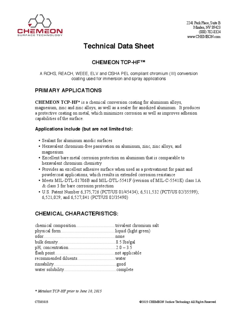 Technical Data Sheet: Chemeon TCP-HF™ | PDF | Spectrophotometry | Chemistry