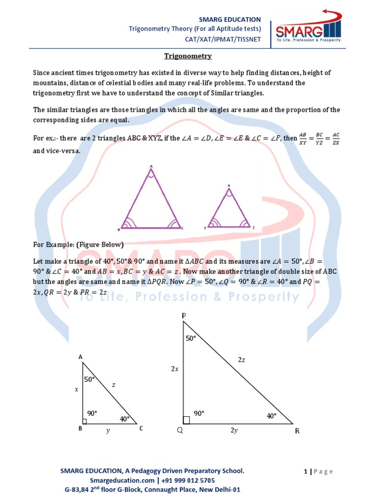 Trigonometry Theory Cat Xat Ipmat Tissnet | PDF | Triangle | Trigonometry