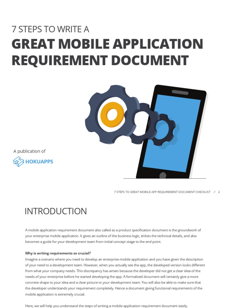Great Mobile Application Requirement Document: 7 Steps To Write A | Download Free PDF | Mobile ...