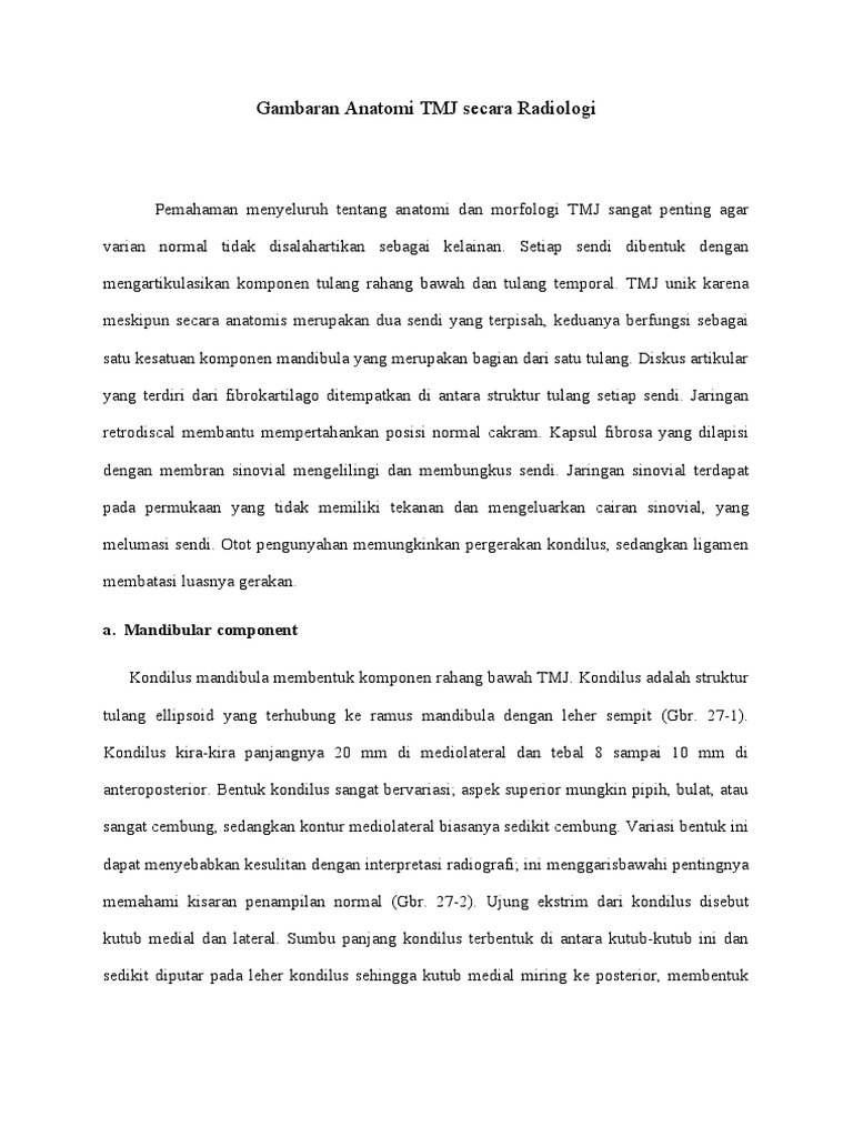 Gambaran Anatomi TMJ Secara Radiologi | PDF | Sains & Matematika