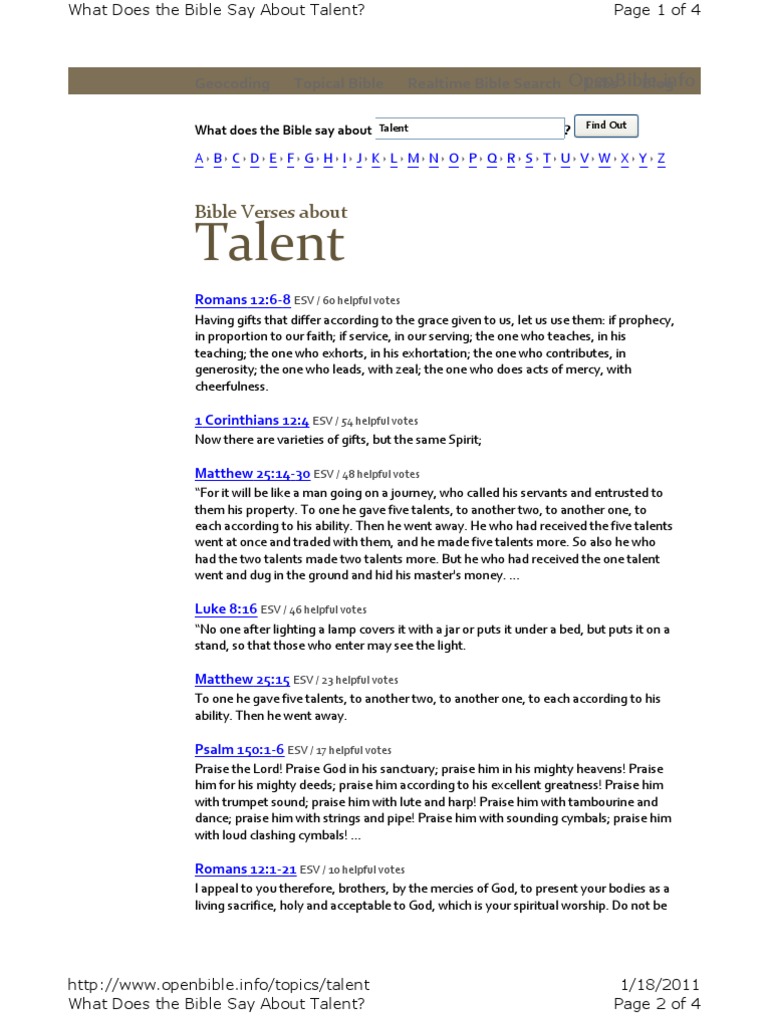 Talent: Bible Verses About | PDF | Aaron | Hebrew Bible