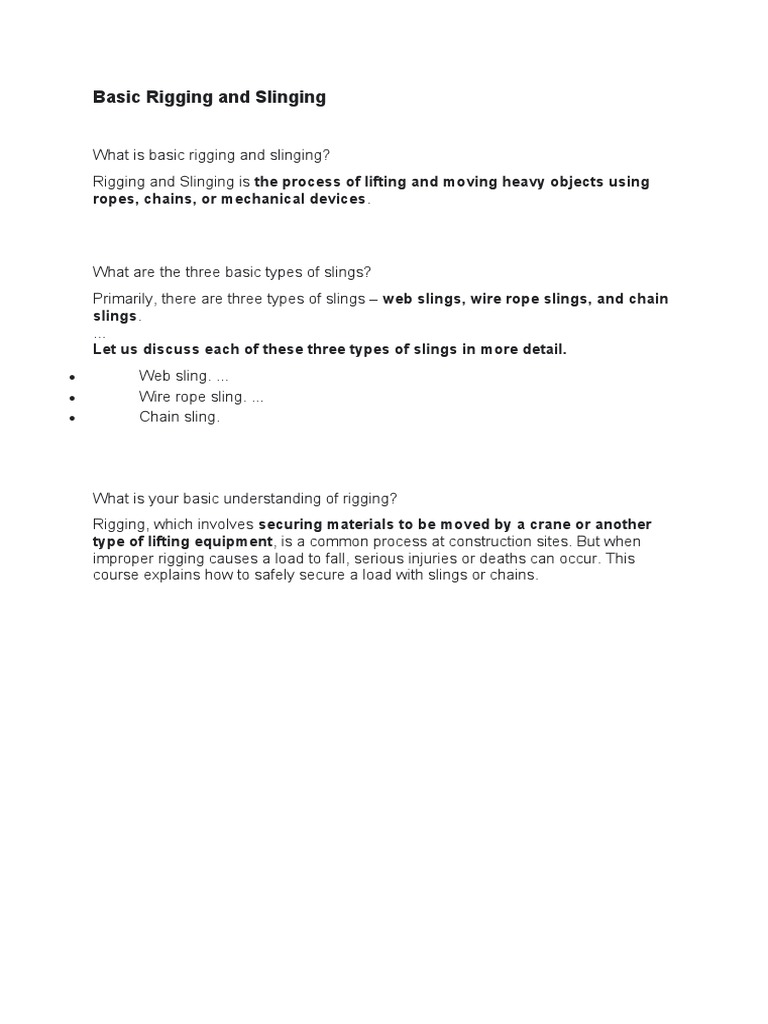 Basic Rigging and Slinging | PDF | Technology & Engineering