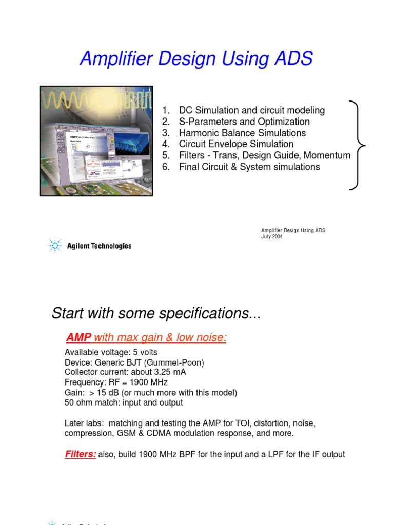 Amplifier Design Using ADS July 2004 | PDF | Amplifier | Electronic Filter