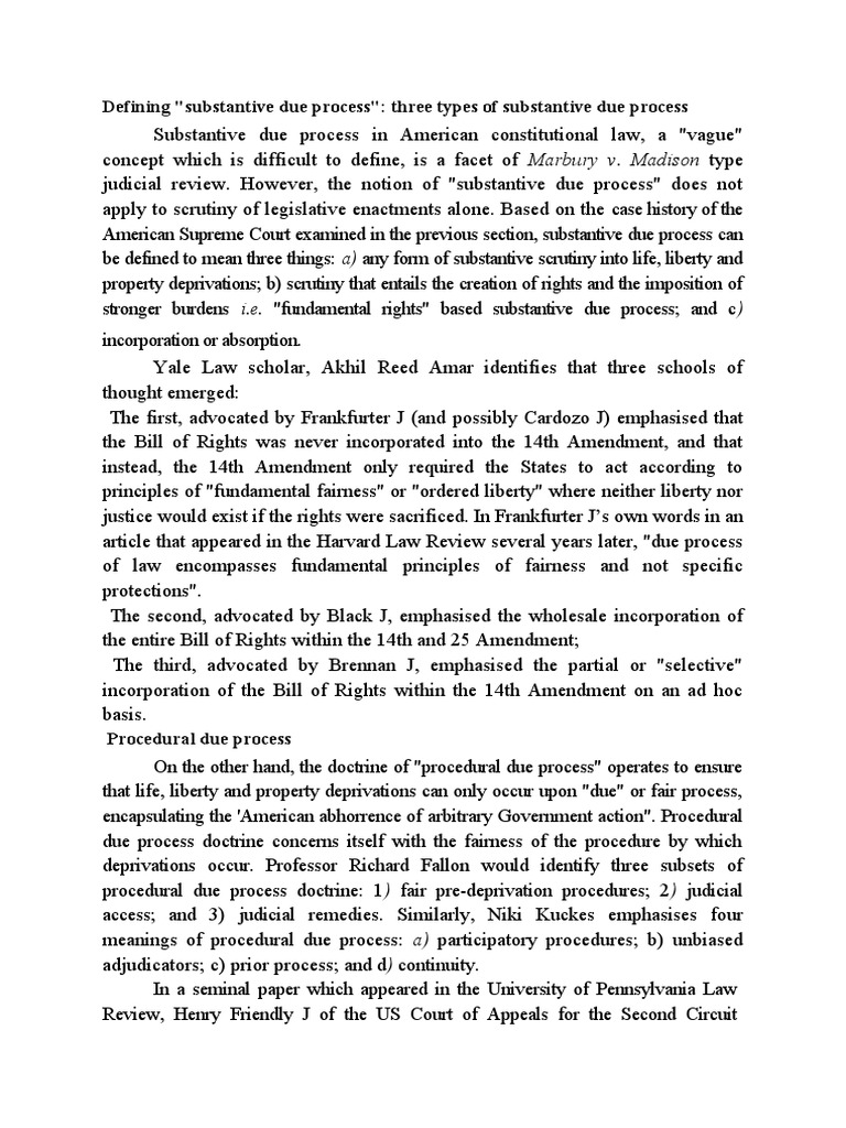 Three Types of Due Process, Procedural Due Process | PDF | Fourteenth ...