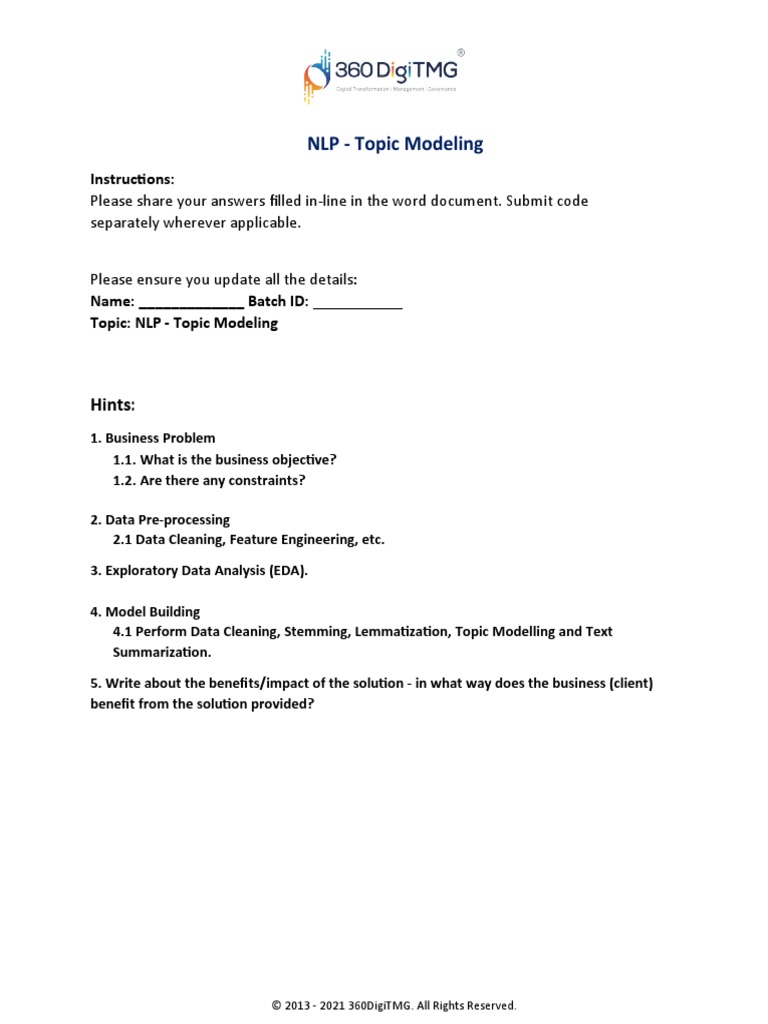 13 NLP-Topic Modelling | PDF