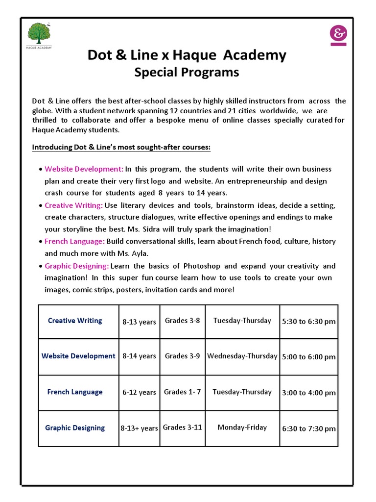 Haque Academy X Dot Line Brochure | PDF | Educational Technology ...