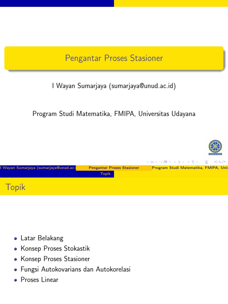 Pengantar Proses Stasioner dalam Stokastik | PDF | Metode & Bahan Ajar
