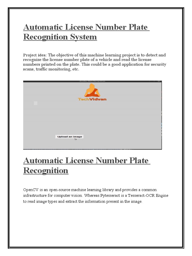 Automatic License Number Plate Recognition System | PDF | Computer ...