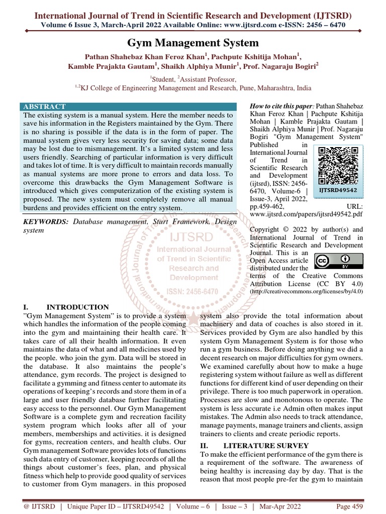 Gym Management System | PDF | Biometrics | Authentication