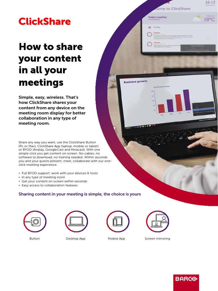 ClickShare - Onepager - How To Share - EN | PDF | Mobile App | Laptop