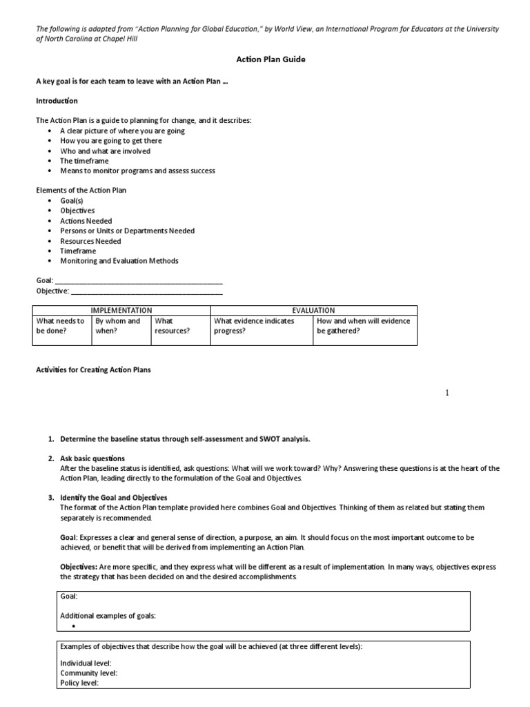 Action Plan Guide: A Key Goal Is For Each Team To Leave With An Action ...