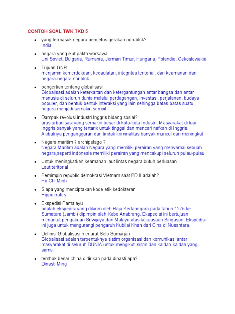 Contoh Soal TWK TKD 5 | PDF | Politik | Agama & Spiritualitas