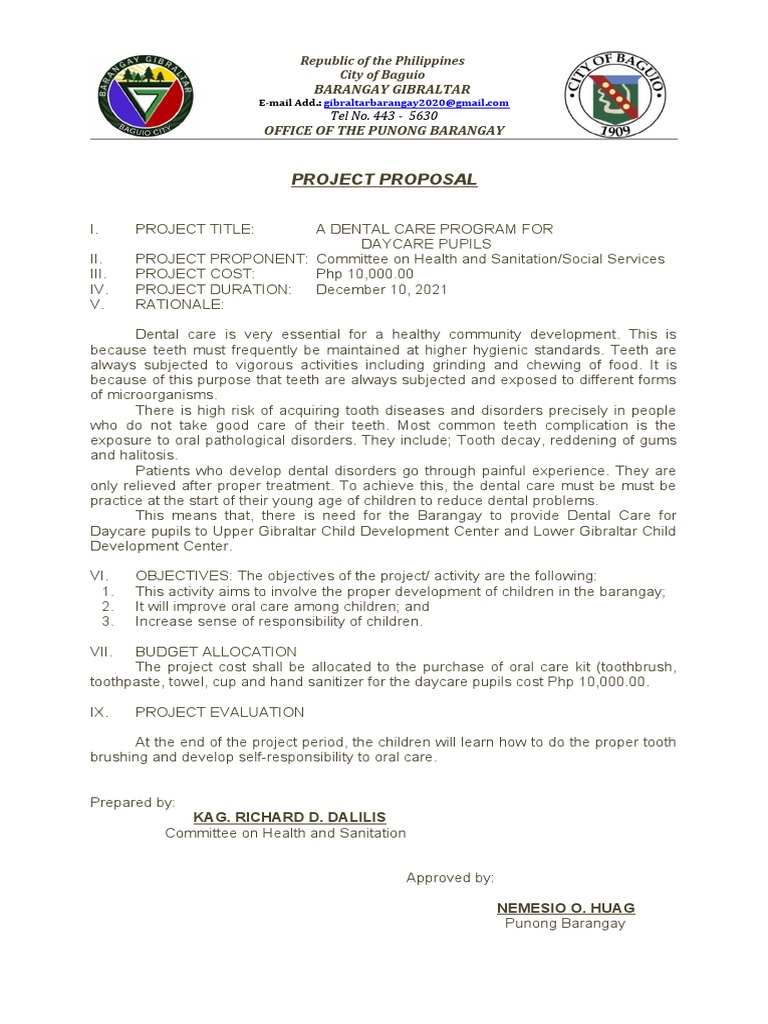 Project Proposal: Barangay Gibraltar Office of The Punong Barangay ...
