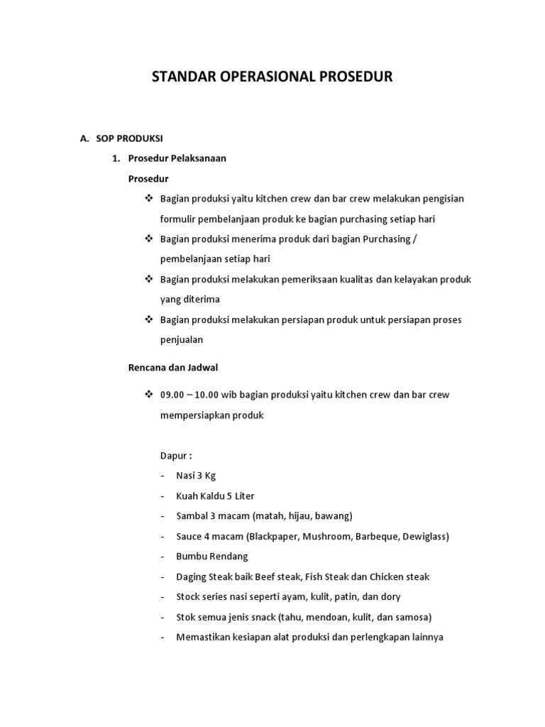 Standar Operasional Prosedur Fix | PDF