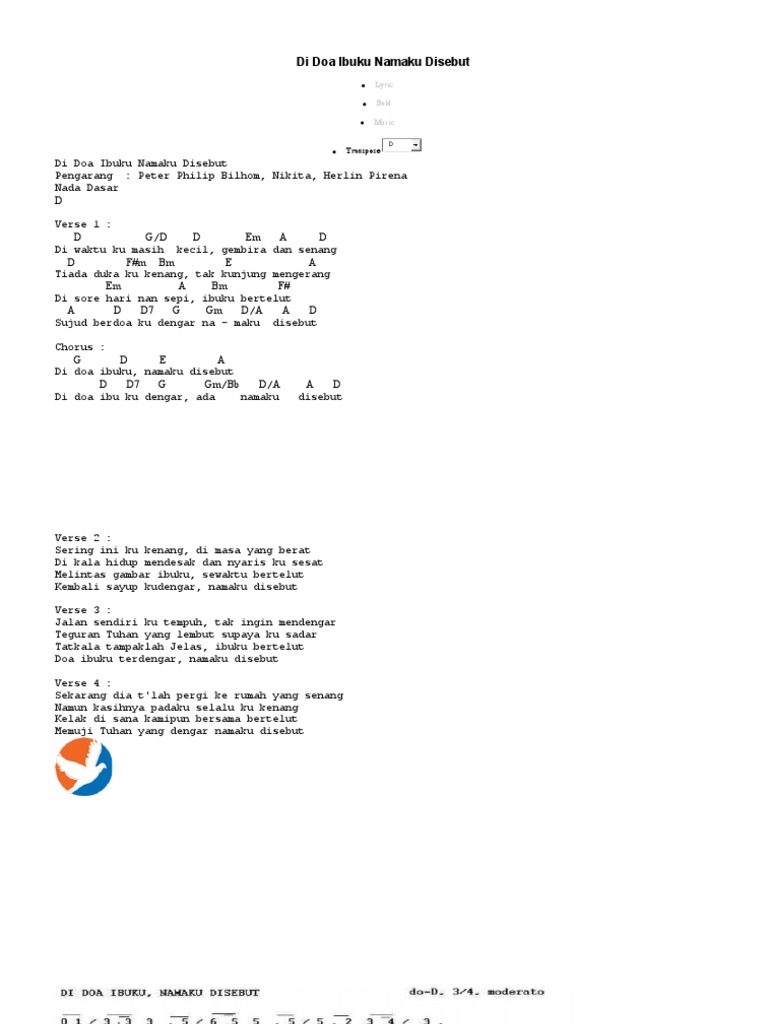 Lirik dan Chord Di Doa Ibuku | PDF