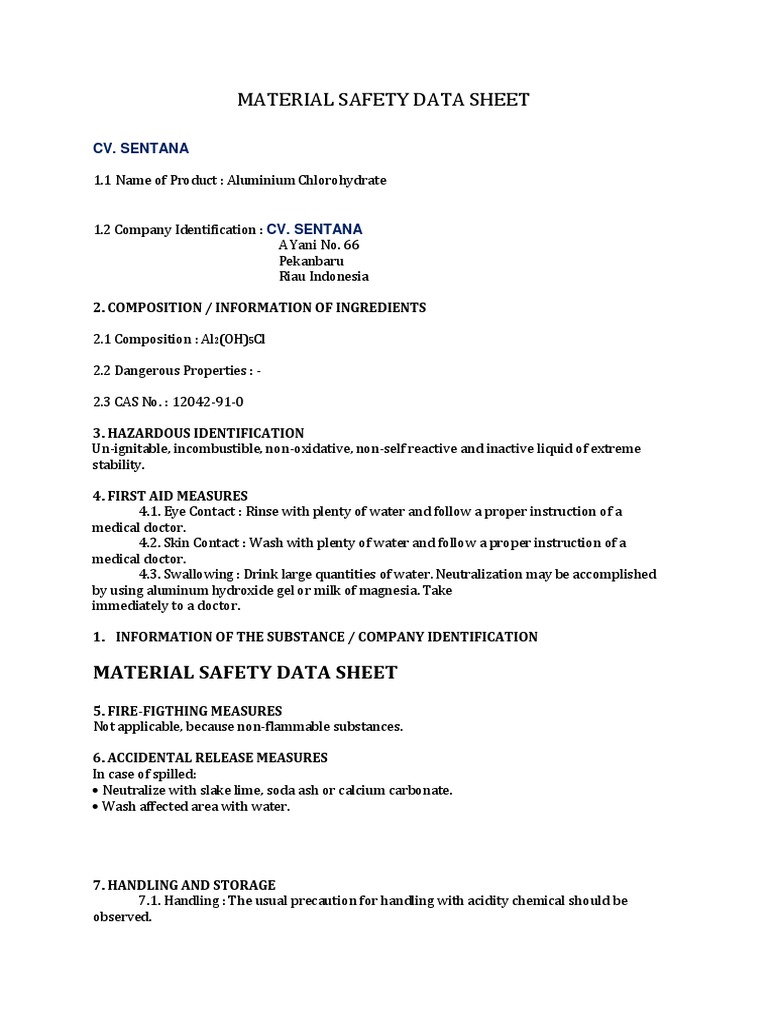 Material Safety Data Sheet | PDF | Sodium Hydroxide | Dangerous Goods