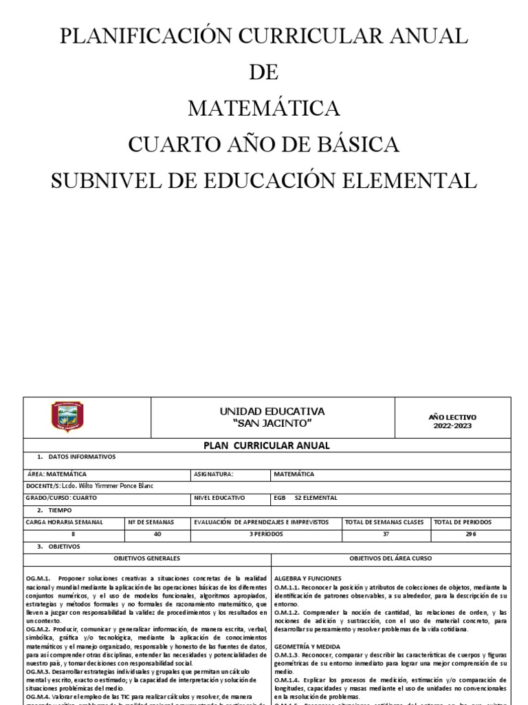 Pca Matematica Cuarto | PDF | Números | Sustracción