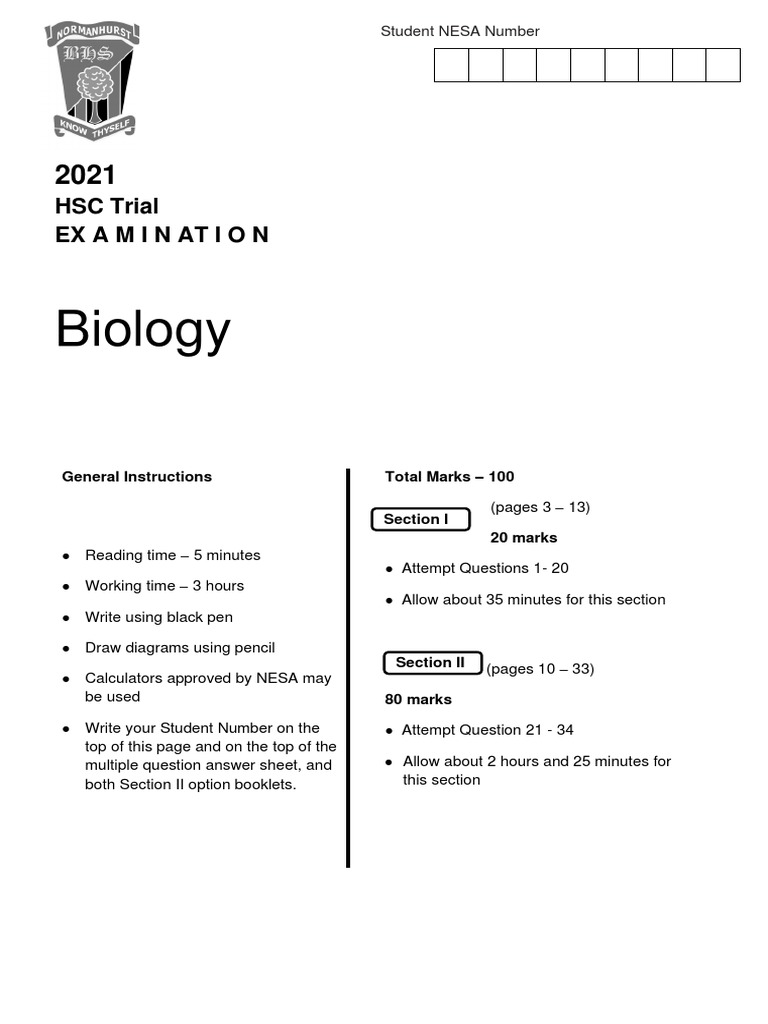 Normanhurst Boys 2021 Biology Trials | PDF | Malaria | Infection