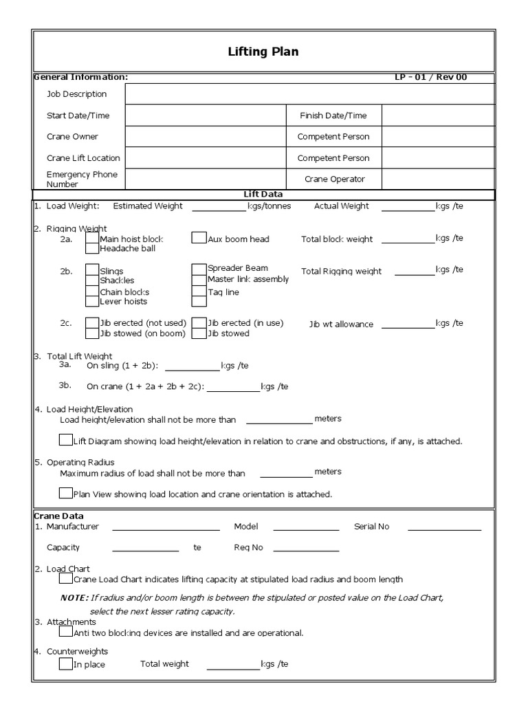 Lifting Plan: General Information: LP - 01 / Rev 00 | Download Free PDF ...