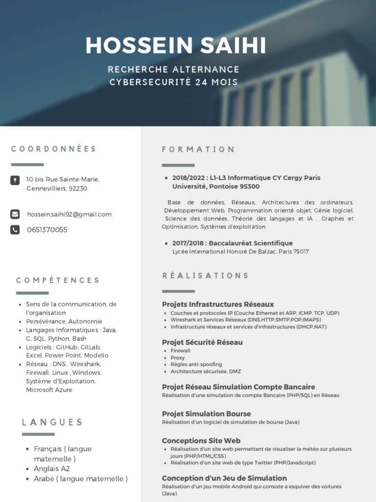 CV Saihi Hossein | PDF | Internet | Internet et Web