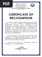 Certificate of Recognition Spta Bod Officers | PDF