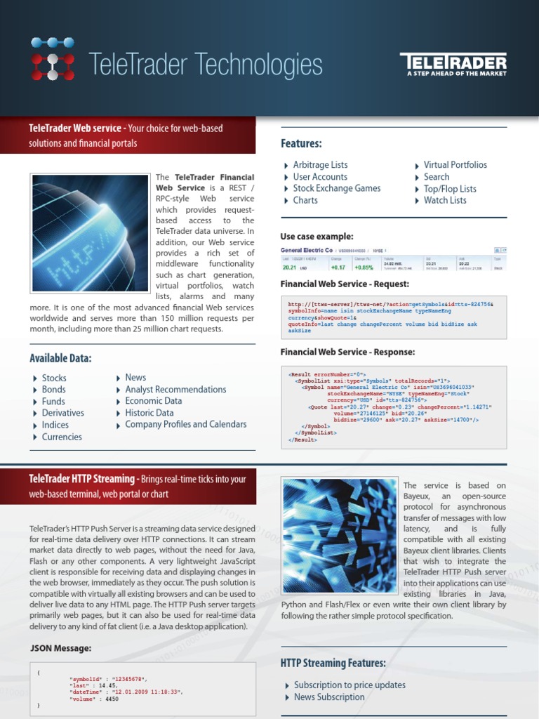 TeleTrader Technologies Flyer (English) | PDF | Hypertext Transfer ...