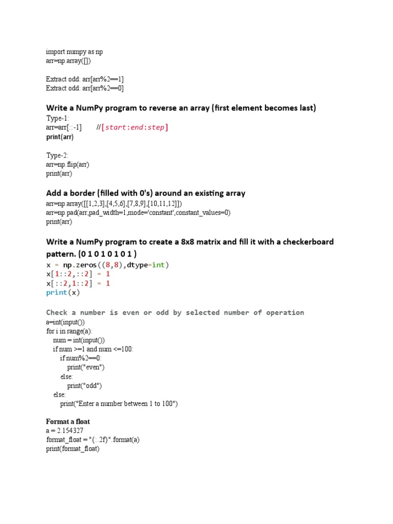 Write A Numpy Program To Reverse An Array (First Element Becomes Last) | PDF | Matrix ...