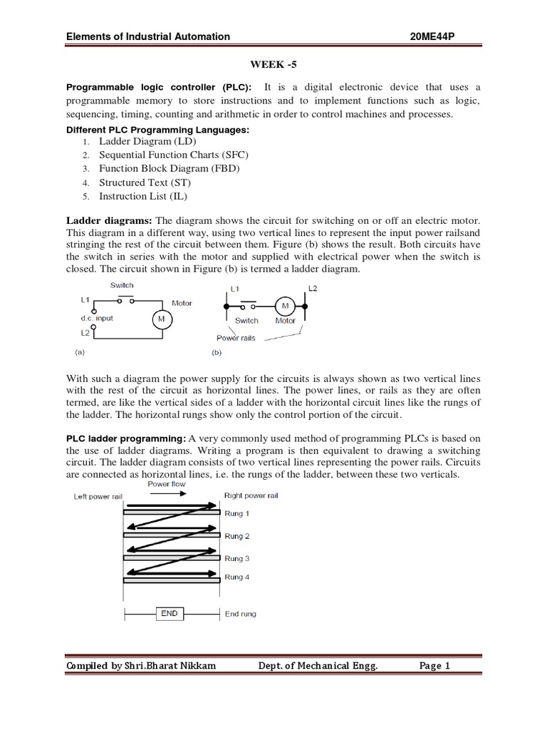 EIA Notes - Week - 5 | PDF | Programmable Logic Controller | Switch