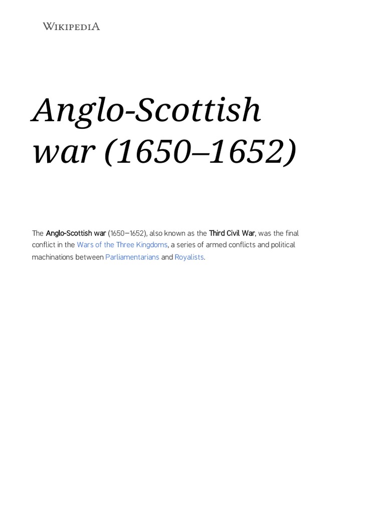 Anglo-Scottish War (1650-1652) - Wikipedia | PDF | English Civil War ...