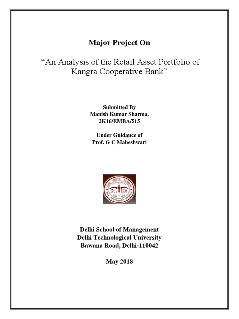 Project Report 2k16 Emba 515 | PDF | Banks | Cooperative