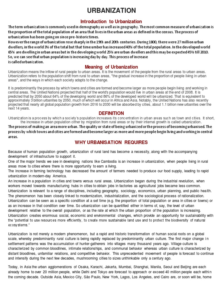 Urbanization: Issues and Impacts | PDF | Urbanization | Homelessness