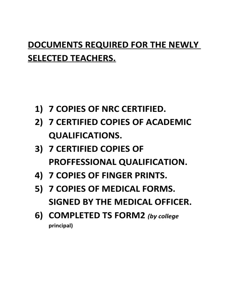 Documents For New Trs | PDF