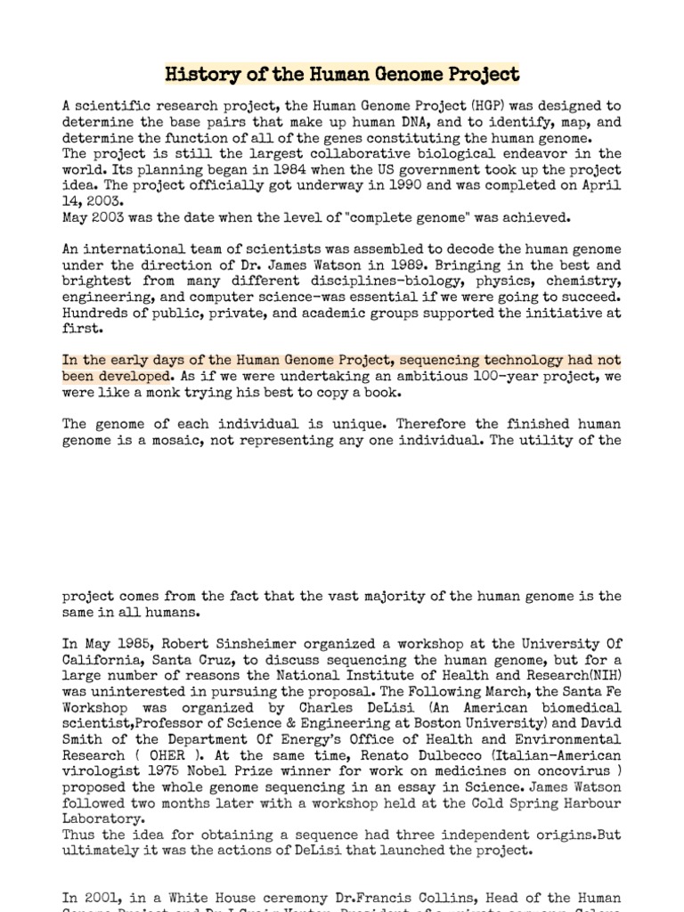 The Human Genome Project | PDF | Dna | Genome