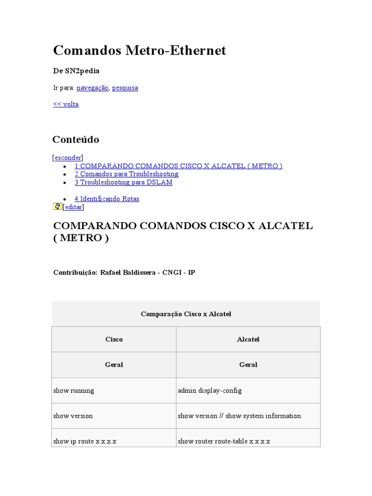 Comandos Metro | PDF | Router (Computing) | Communications Protocols
