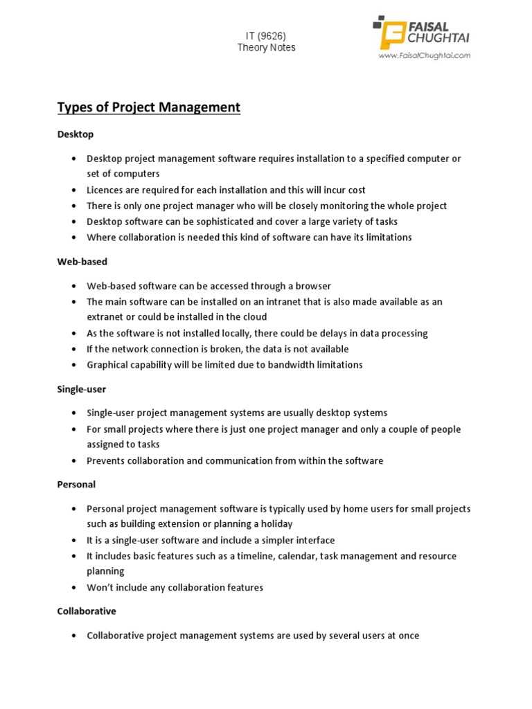 Types of Project Management: Desktop | PDF