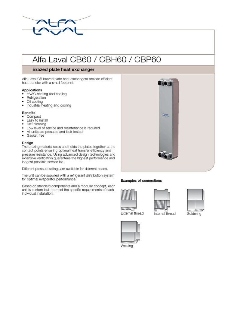 Alfa Laval CB60 / CBH60 / CBP60: Brazed Plate Heat Exchanger | PDF ...