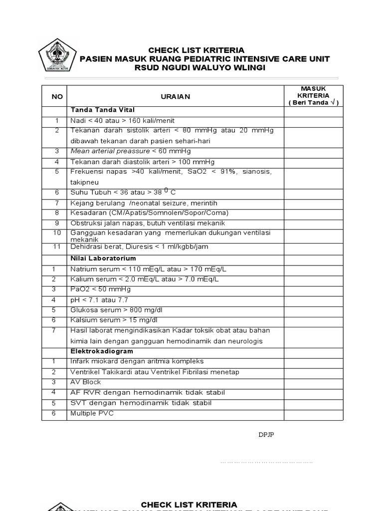 Cek List Pasien Masuk Dan Keluar Picu 2022 | PDF