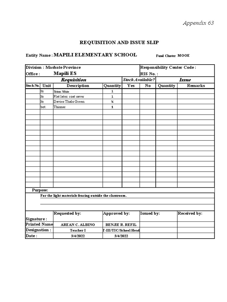 4. Requisition and Issue Slip | PDF