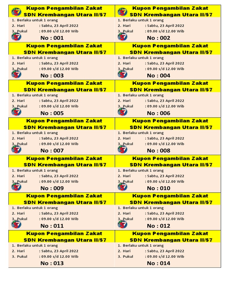 Kupon Pembagian Zakat | PDF