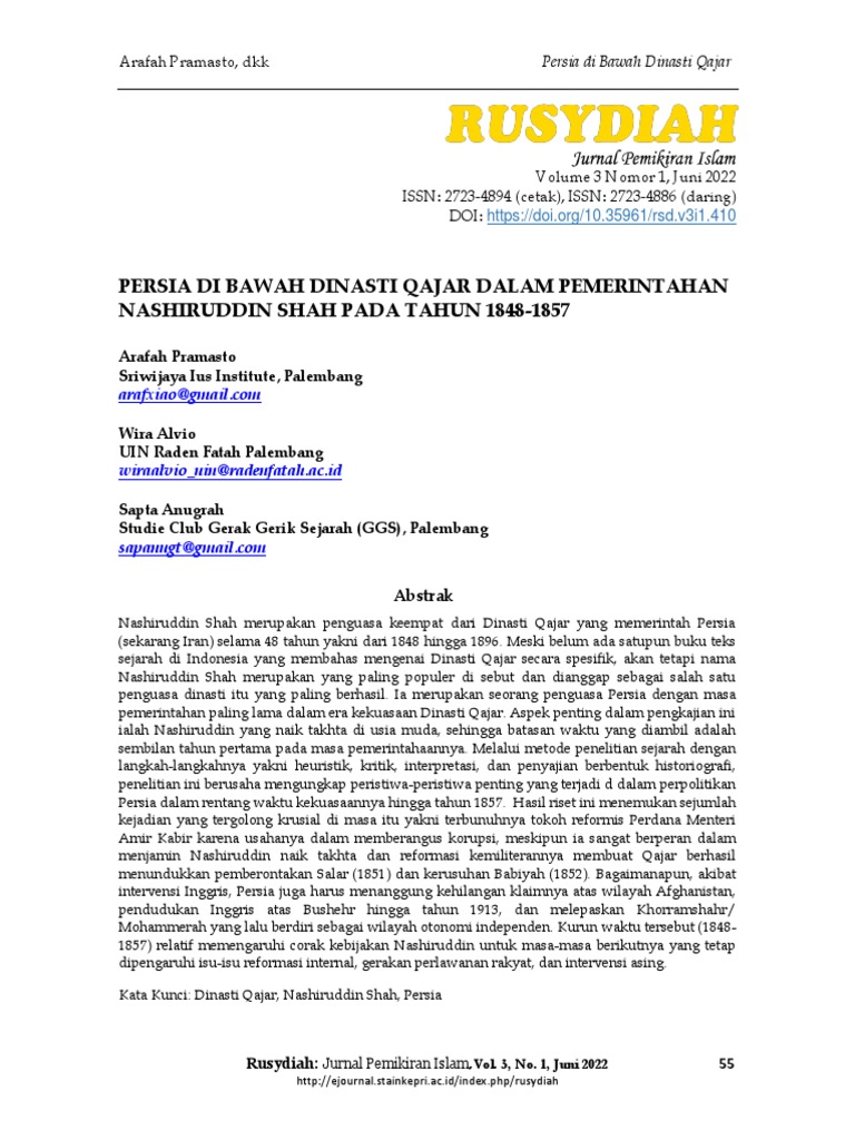 Persia Di Bawah Dinasti Qajar Dalam Pemerintahan Nashiruddin Shah Pada ...