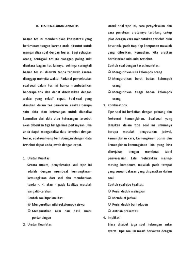 Panduan Tes Penalaran Analitis | PDF