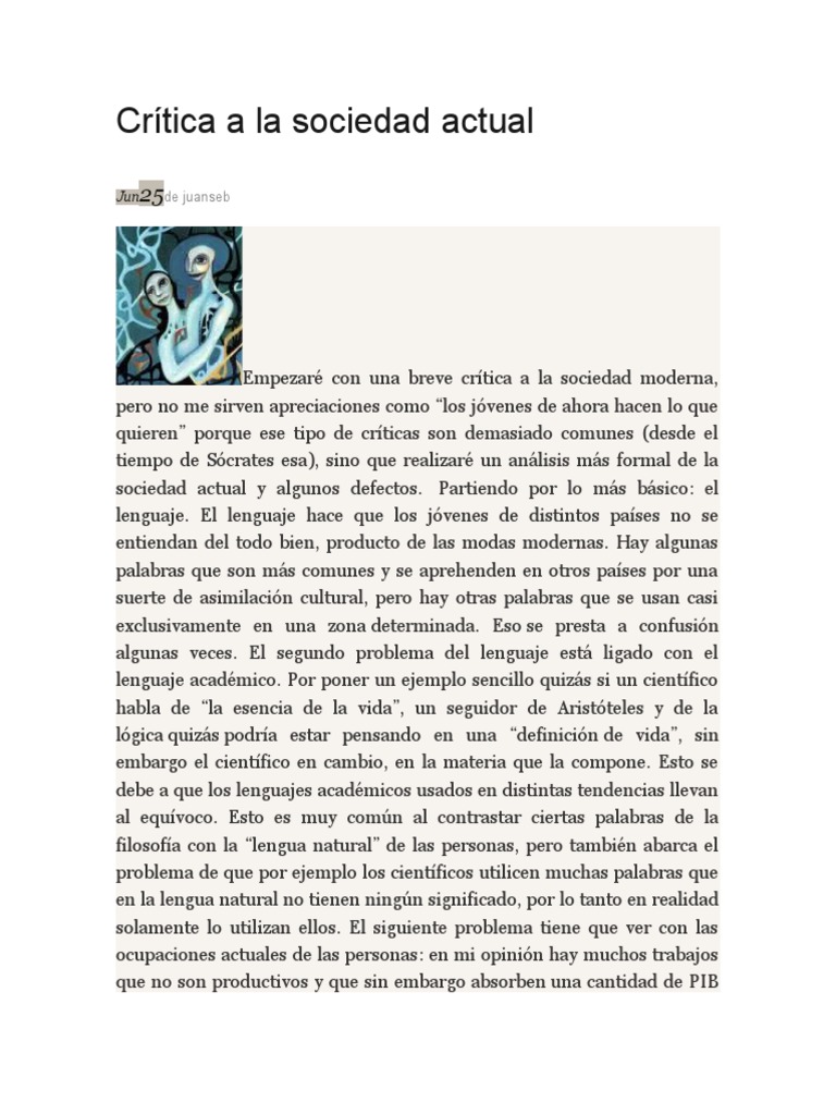 Crítica A La Sociedad | PDF | Sociedad | Teorías filosóficas