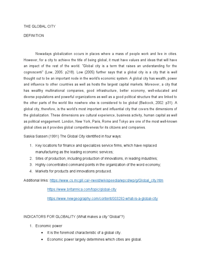 The Global City | PDF | City | Economies