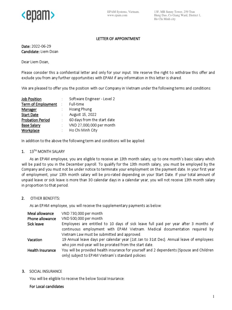 Liem Doan - Software Engineer | PDF | Employment | Sick Leave