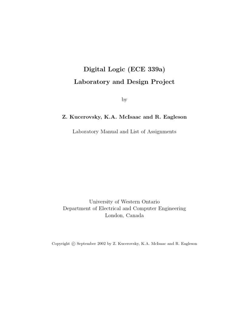 Digital Logic (ECE 339a) Laboratory and Design Project | PDF | Logic ...