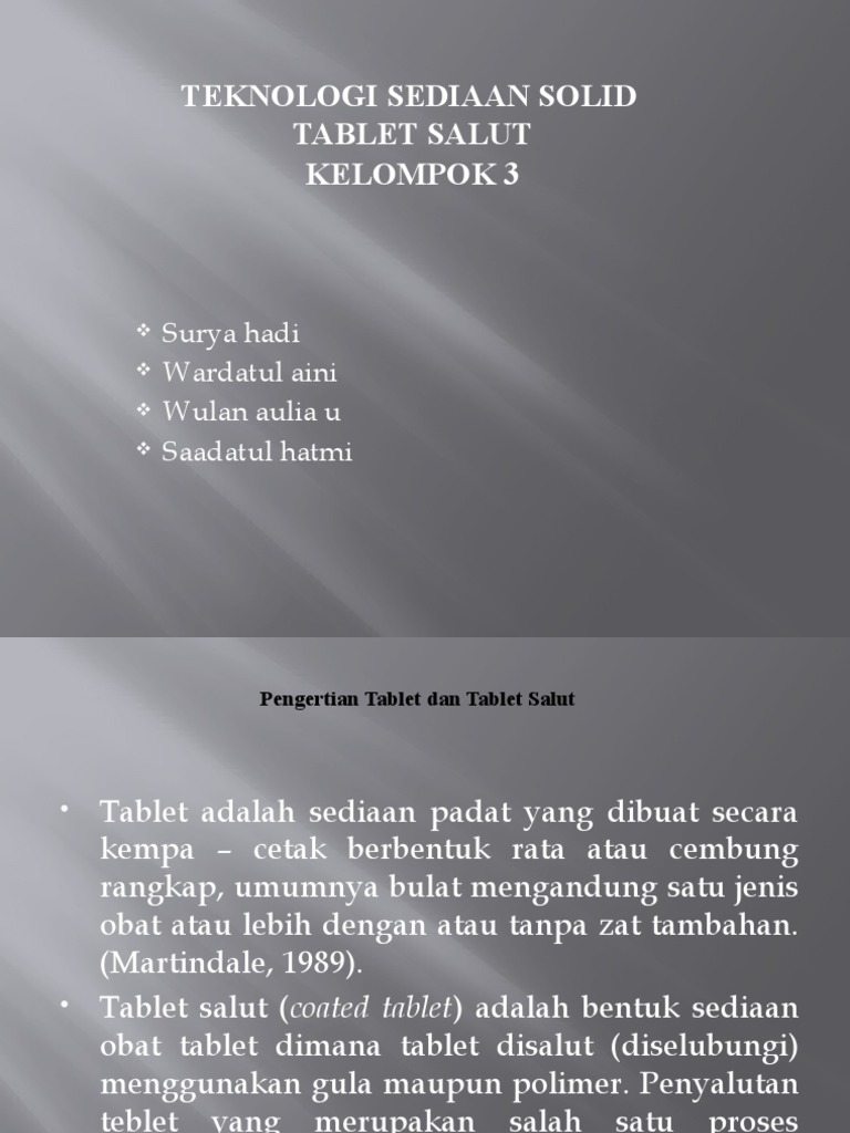 Teknologi Sediaan Solid KLP 3 | PDF